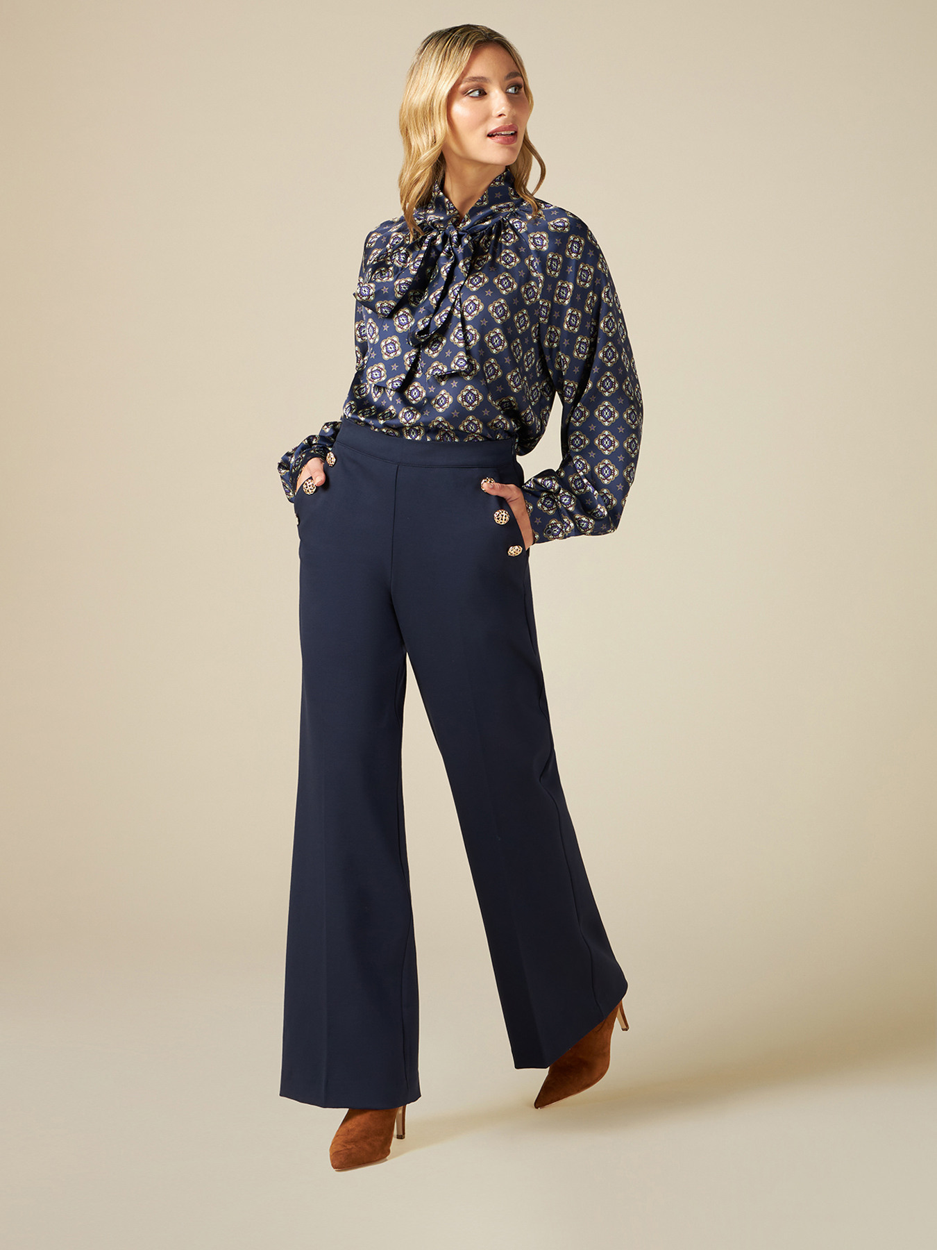 Milano-stitch palazzo trousers