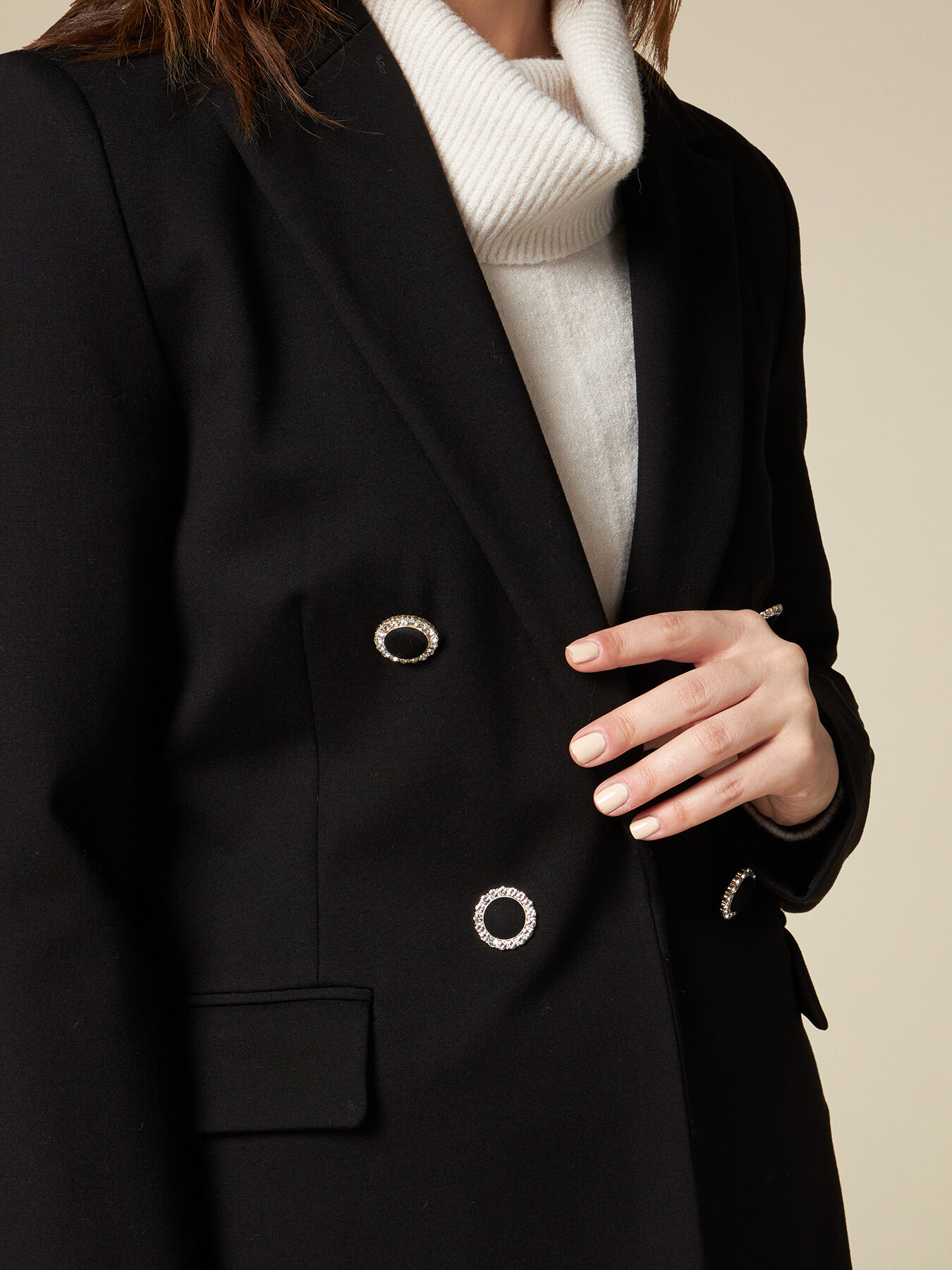 Milano-stitch blazer with jewel buttons