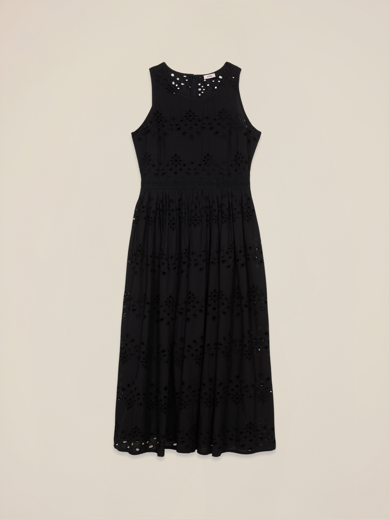 Flared dress in broderie anglaise lace