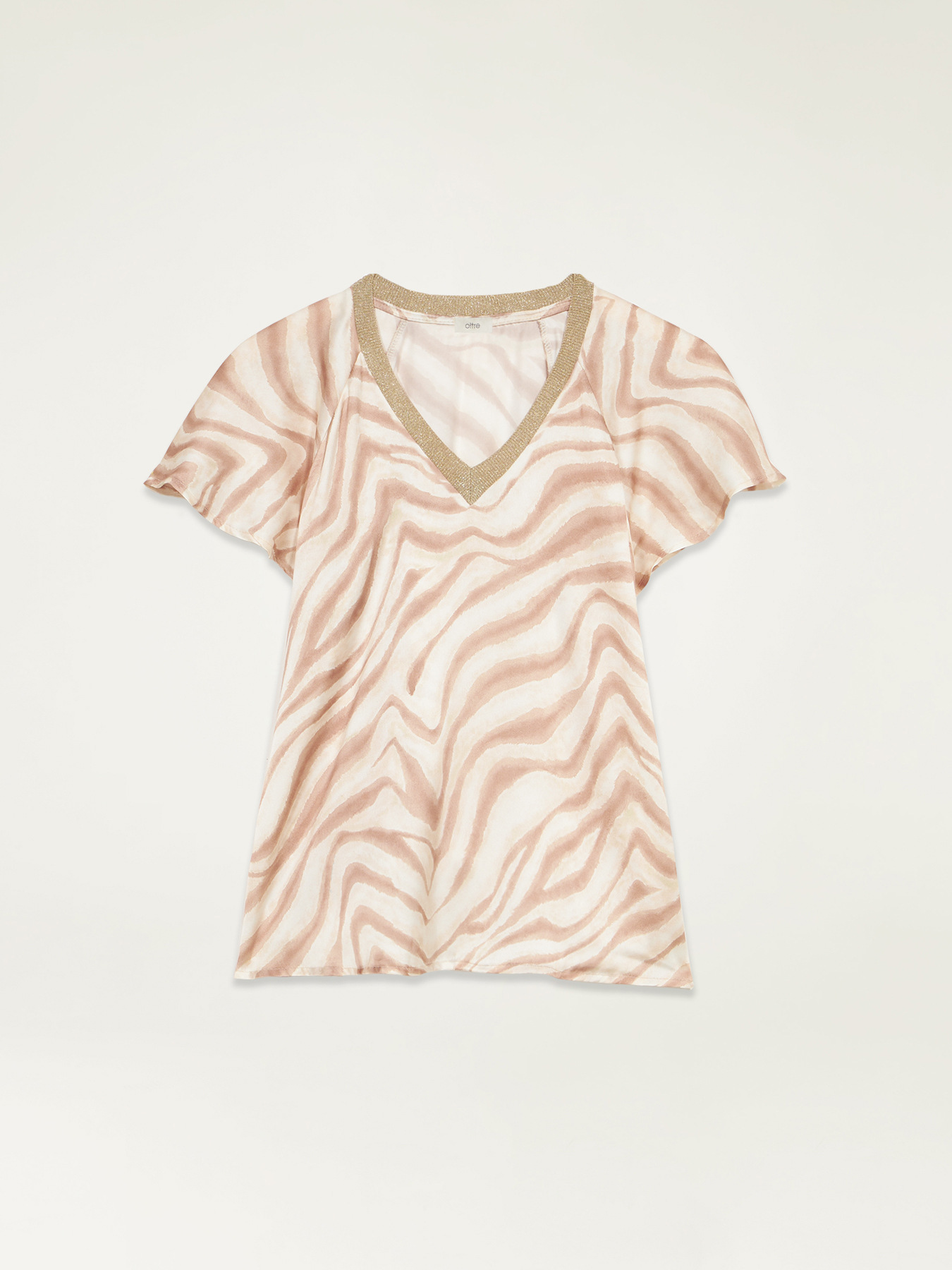 Blusa in raso fantasia con profilo